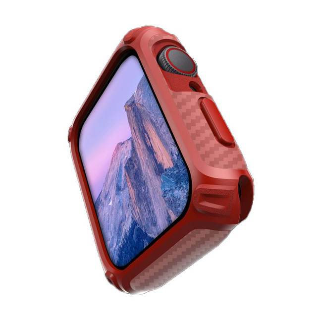 For Apple Watch Series 9, 41-mm Case, Carbon Fibre Texture Cover Red ...