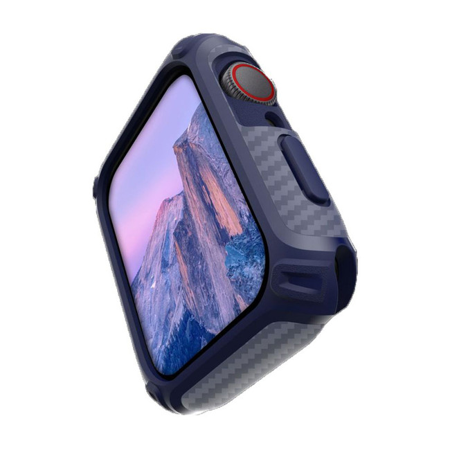 For Apple Watch Series 9, 41-mm Case, Carbon Fibre Texture Cover Navy ...