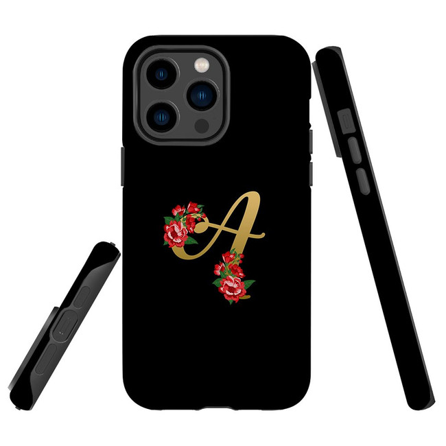 For iPhone 14 Pro Case Tough Protective Cover, Embellished Letter A ...
