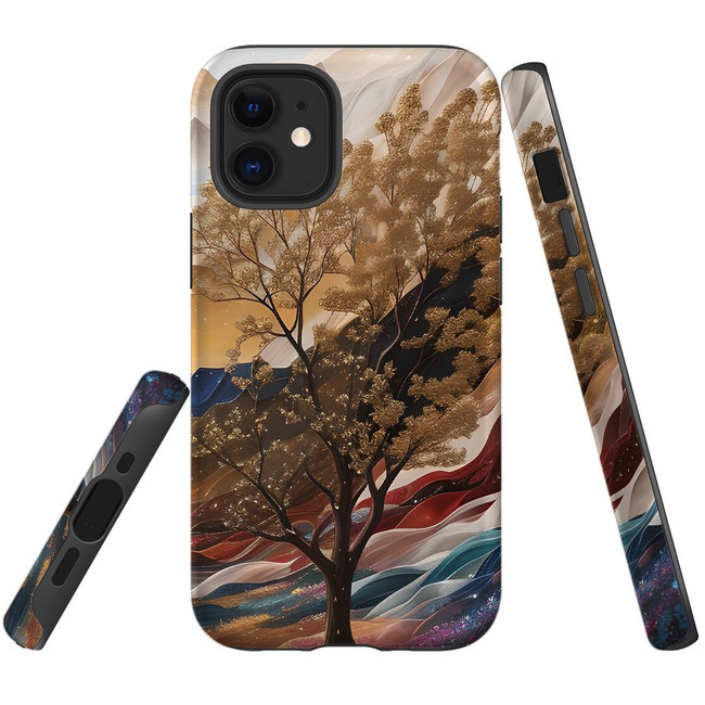 For iPhone 12 mini Tough Protective Case, Mysterious Golden Tree ...