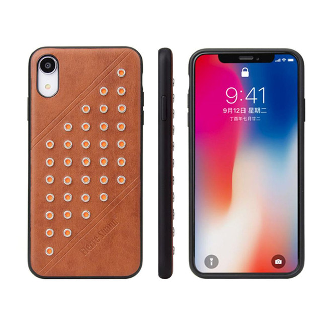 iPhone XR Case Brown Modish Leather Back Shell Cover | Leather iPhone ...