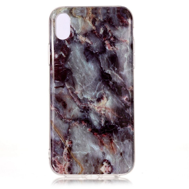 iPhone XS & X Case Grey Marble Pattern Soft TPU Shockproof Back Shell ...