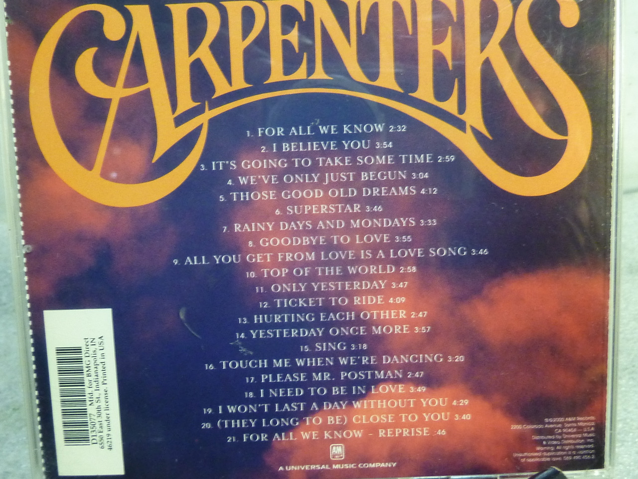 The Carpenters "Singles 1969 - 1981" Music CD