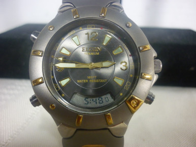 Elgin Titanium Men's Analog / Digital Watch FH205 w/ New Battery