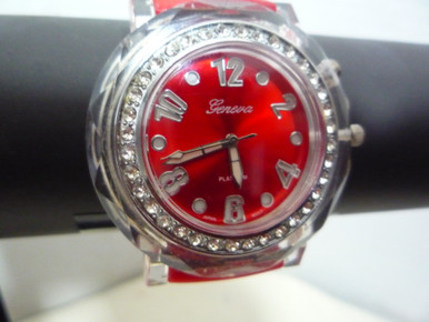Geneva Platinum Acrylic Quartz Watch 2684 Women Girls Flashing Lights