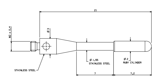 Renishaw Renishaw M2 2 mm Ruby Cylinder Stylus - 21 mm length (A-5000 ...