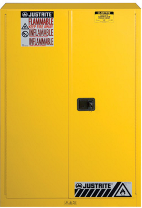 Justrite 894500 Yellow 45 Gal Sure-Grip Ex Flammable Safety Cabinet