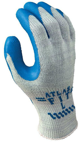 Showa 300 Atlas Fit Flat Dipped Natural Rubber Gloves - 12 Pairs