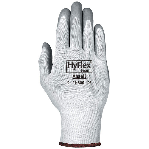 Ansell 11-800-10 HyFlex Gray Foam Nitrile Palm Coated Light -Duty Glove ...