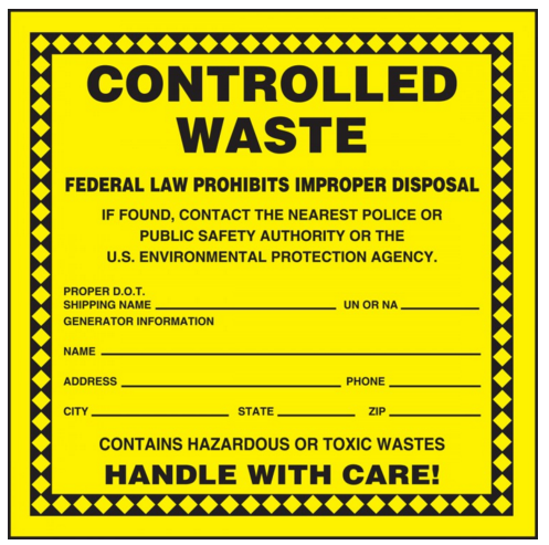 Accuform MHZW18 Controlled Waste Label