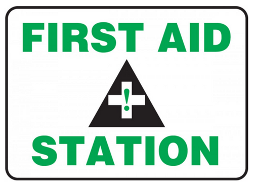 Accuform MFSD960 First Aid Station Sign with Graphic