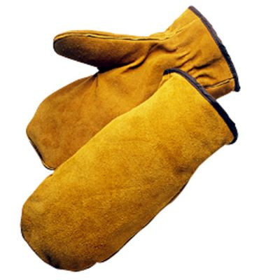 Winter Pile Lined Bourbon Brown Split Cowhide Mitten