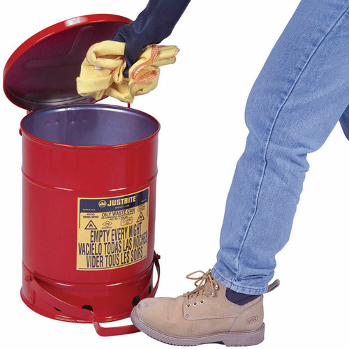 Justrite 09300 Self Close10-Gal Oily Waste Can