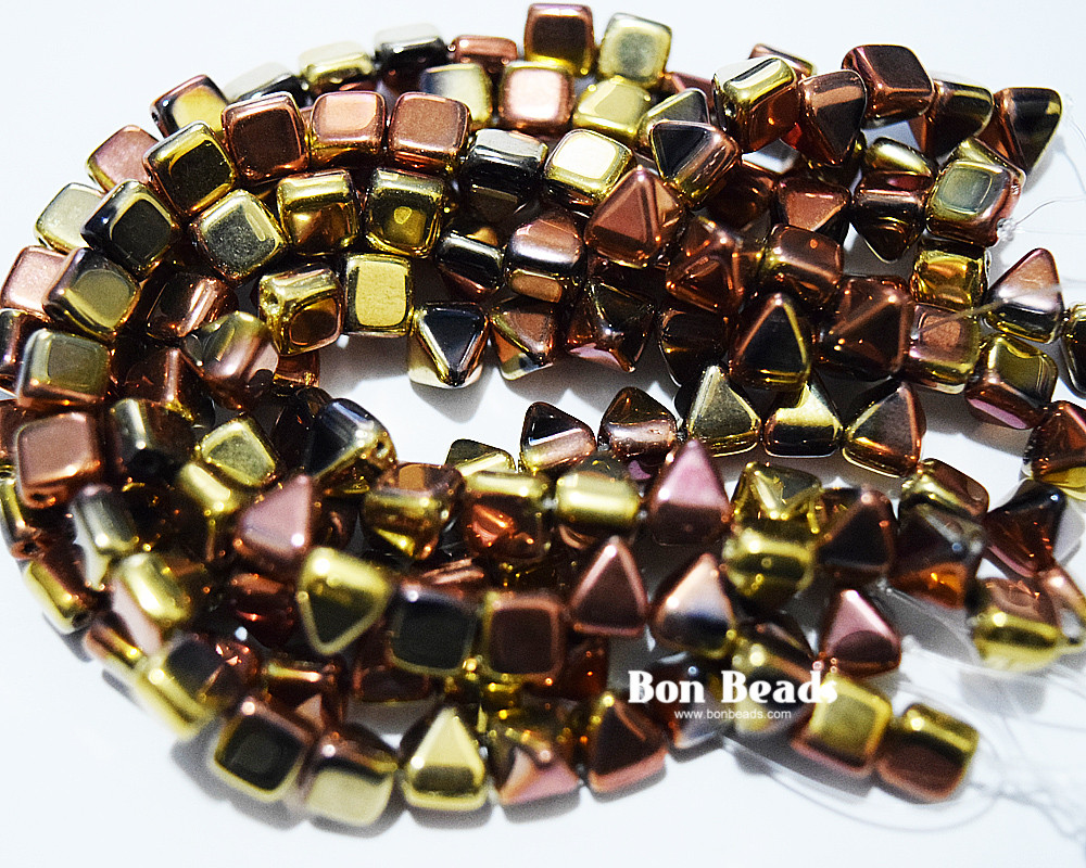 6mm California Gold Rush 2 Hole Pyramids (150 Pieces) - Bon Beads