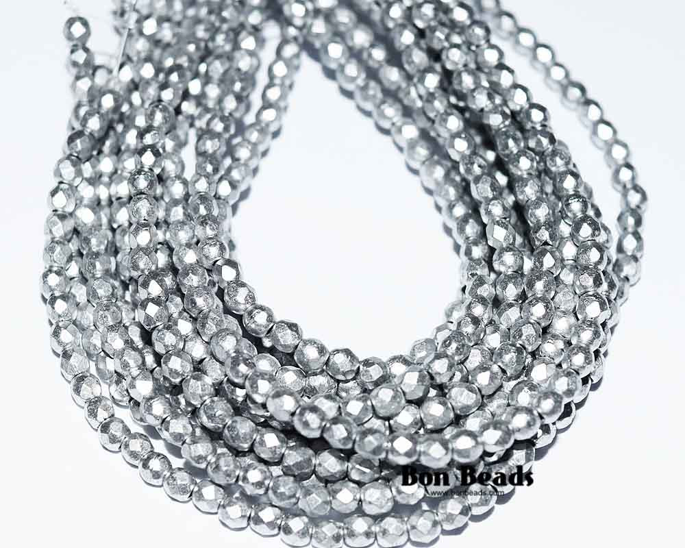 True 2mm Silky SIlver Round Fire Polished (600 Pieces) - Bon Beads