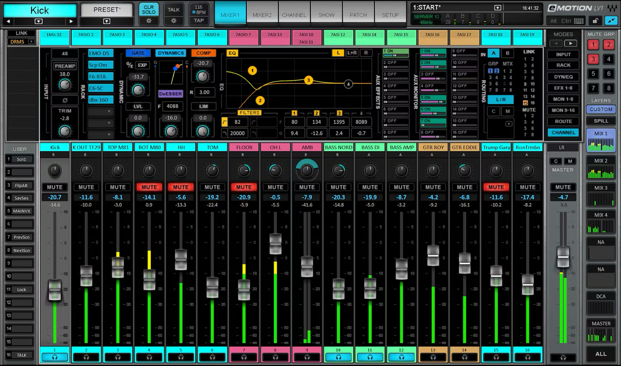 eMotion LV1 Live Mixer – 64 Stereo Channels