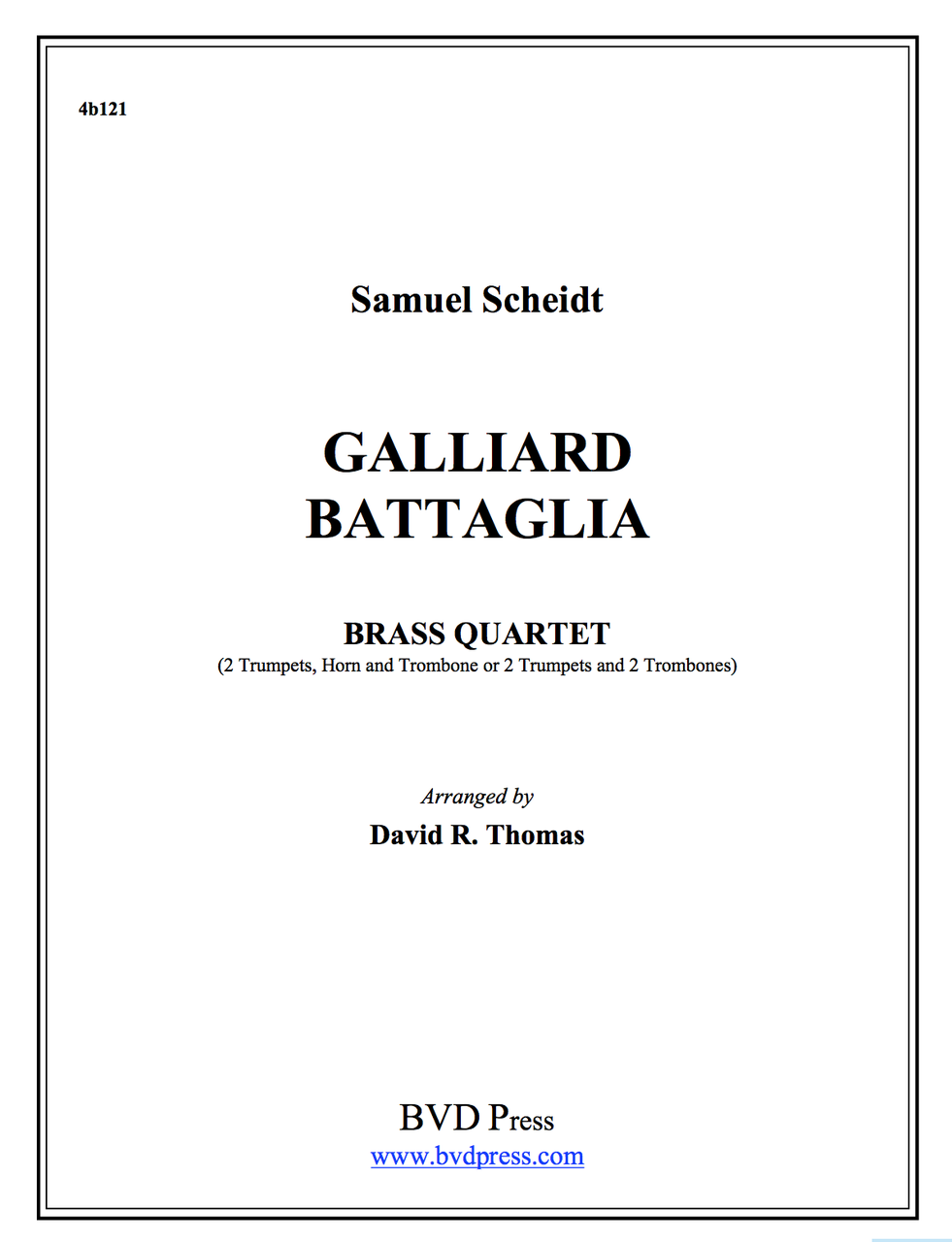 Galliard Battaglia Brass Quartet (Scheidt/Thomas) - Canadian Brass Store