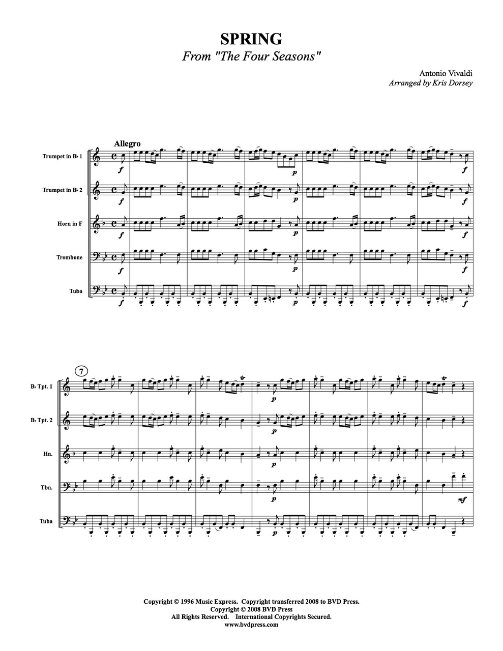 Spring from the "Four Seasons" Brass Quintet (Vivaldi/Dorsey ...
