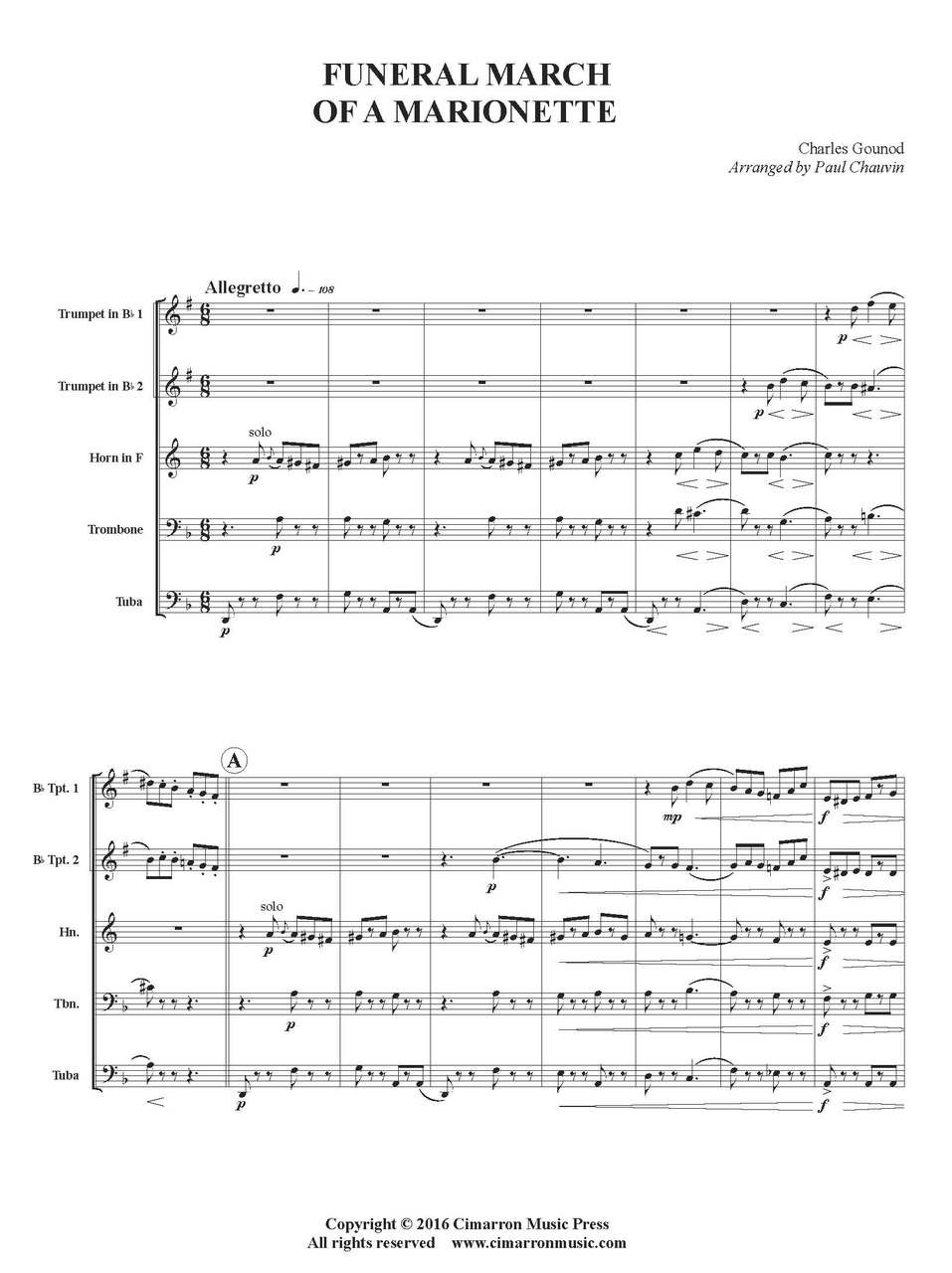 The Funeral March of a Marionette Brass Quintet (Gounod/arr. Chauvin ...