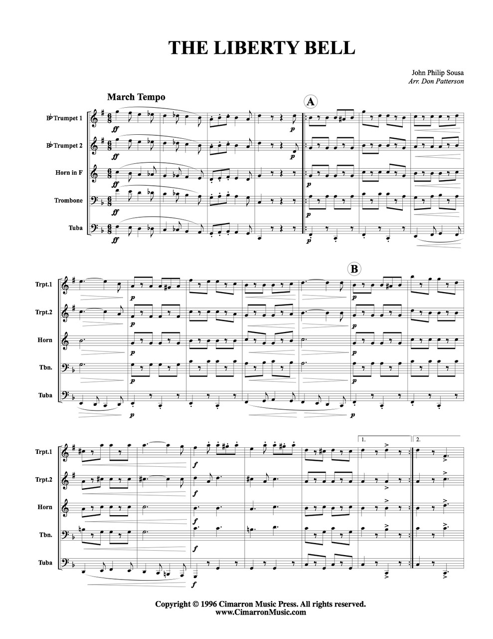 The Liberty Bell March Brass Quintet (Sousa/ arr. Patterson) PDF ...