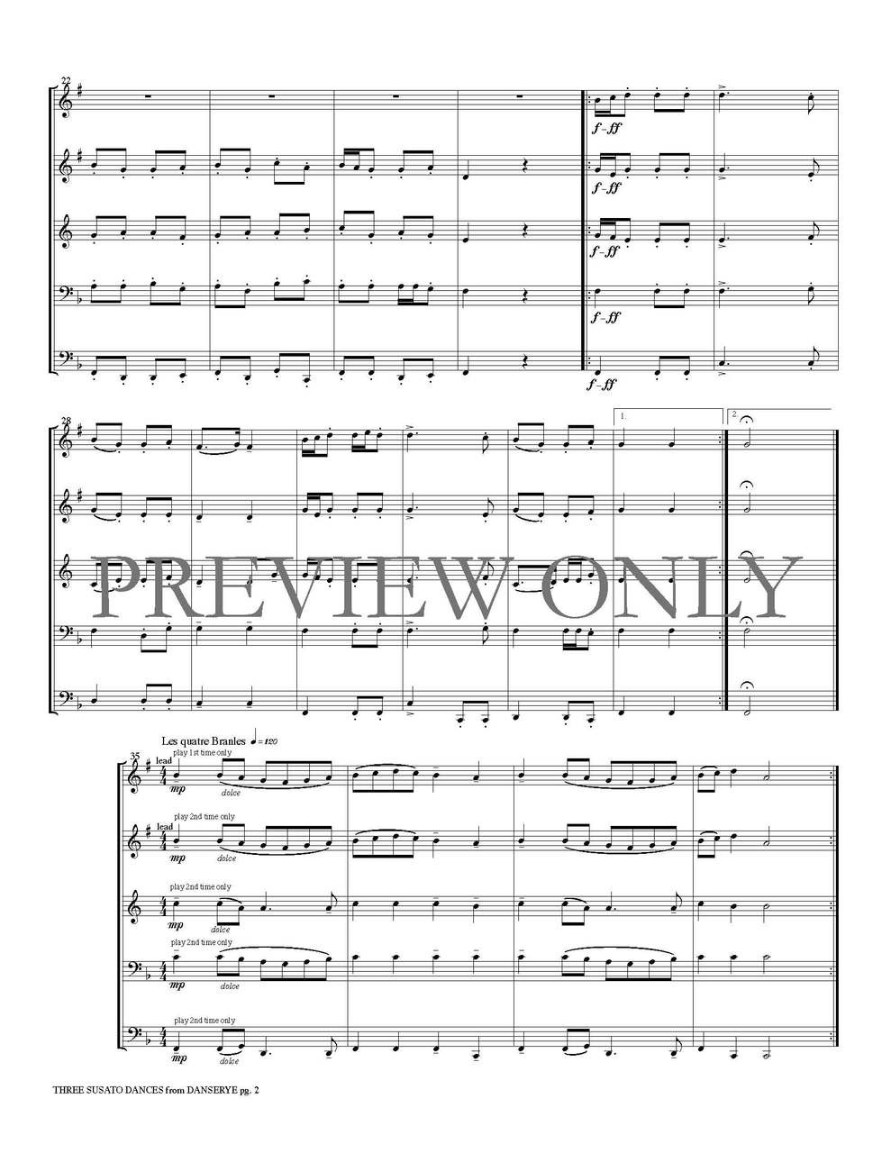 Three Susato Dances from "The Danserye" Brass Quintet (Susato/arr ...