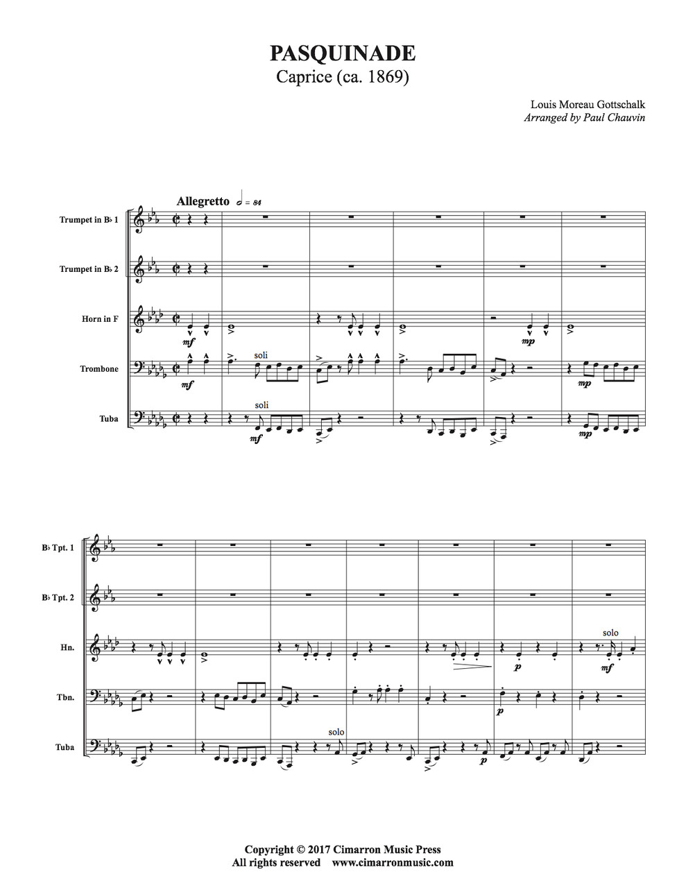 Pasquinade for Brass Quintet (Gottschalk/Chauvin) - Canadian Brass Store