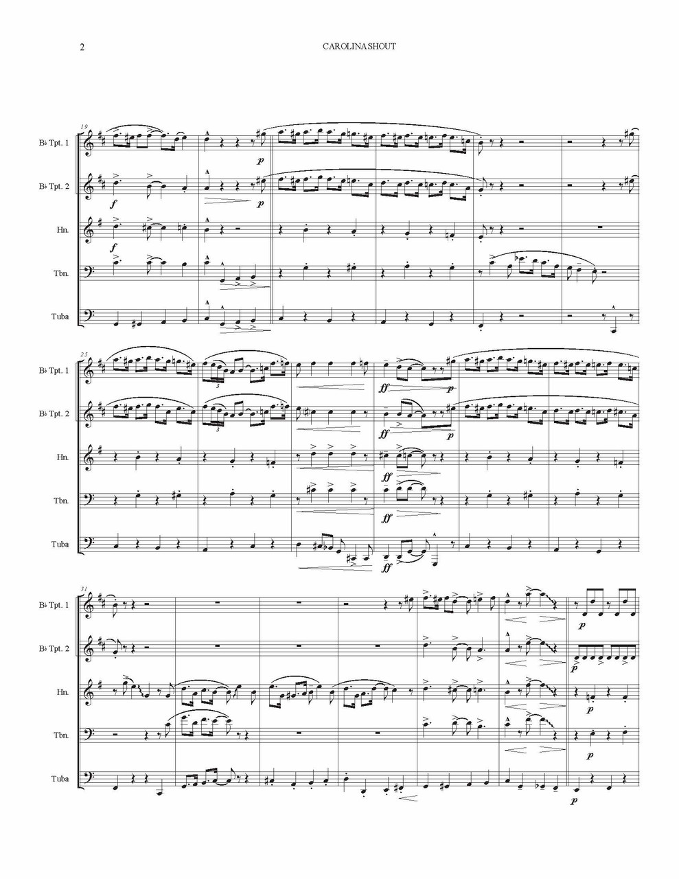 Carolina Shout Brass Quintet PDF Download (Johnson/arr. Norris)