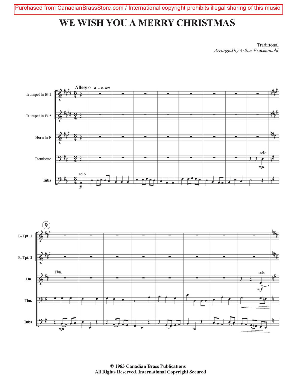 Classic Christmas Carols For Brass Quintet Bundle 1 Pdf Download