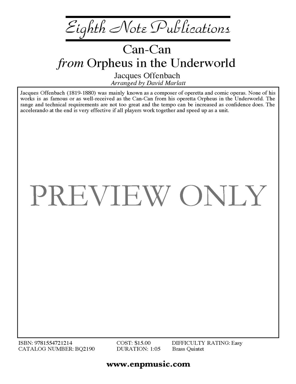 Can-Can from Orpheus in the Underworld Brass Quintet (Offenbach/arr ...