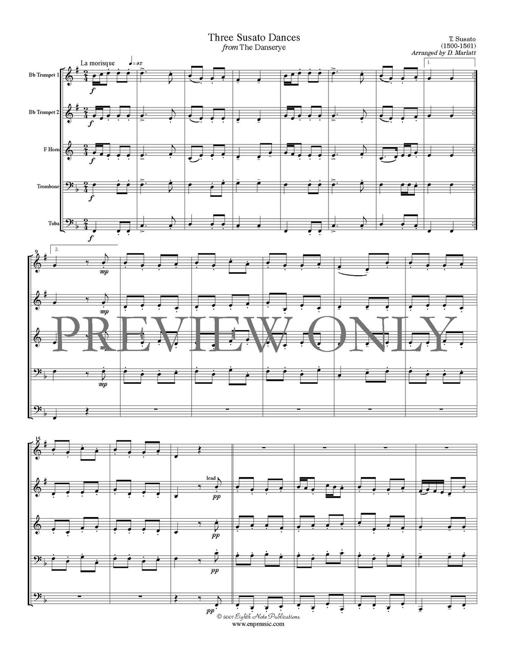 Three Susato Dances from "The Danserye" Brass Quintet (Susato/arr ...