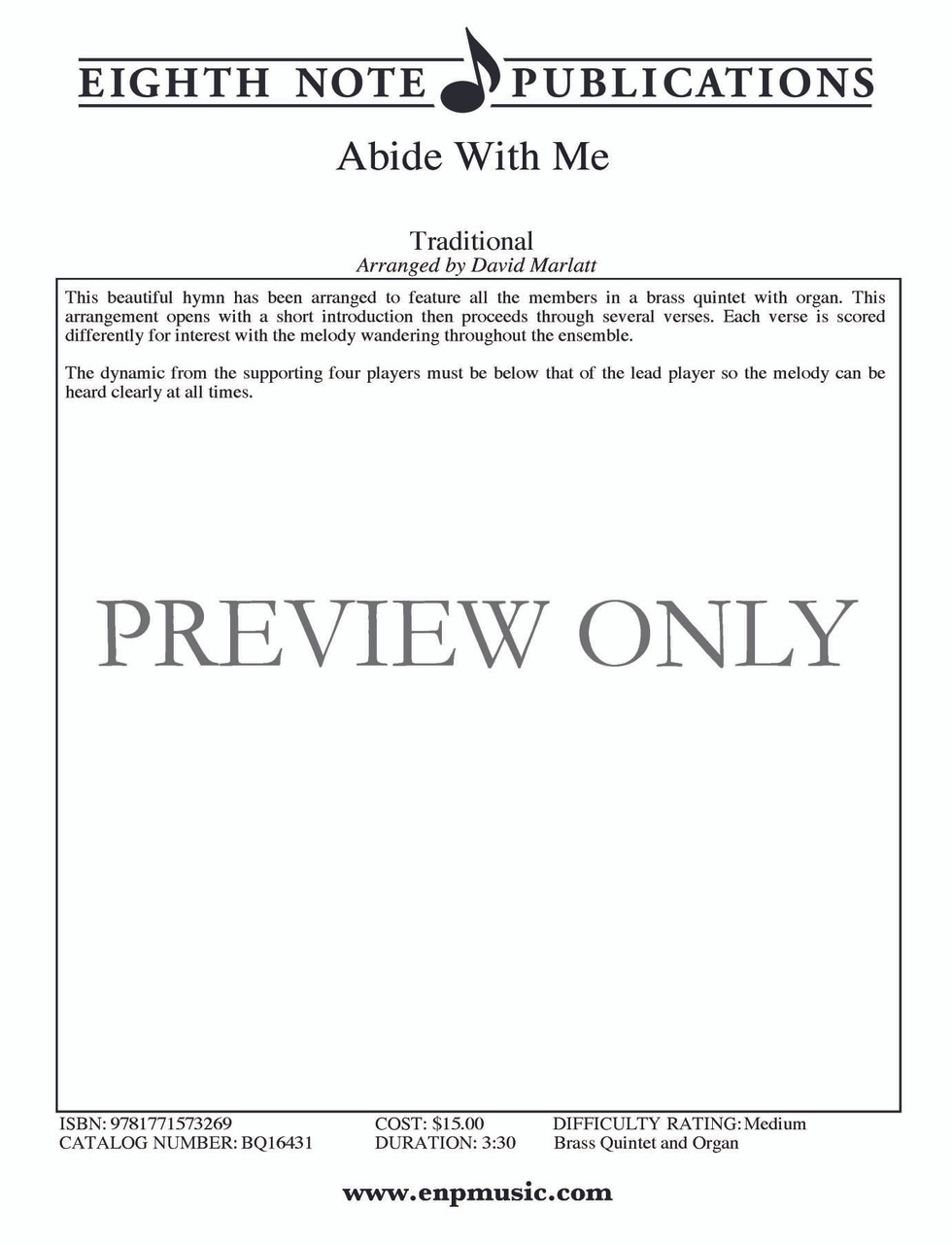 Abide with Me Brass Quintet and Organ (Trad./arr. Marlatt) PDF Download