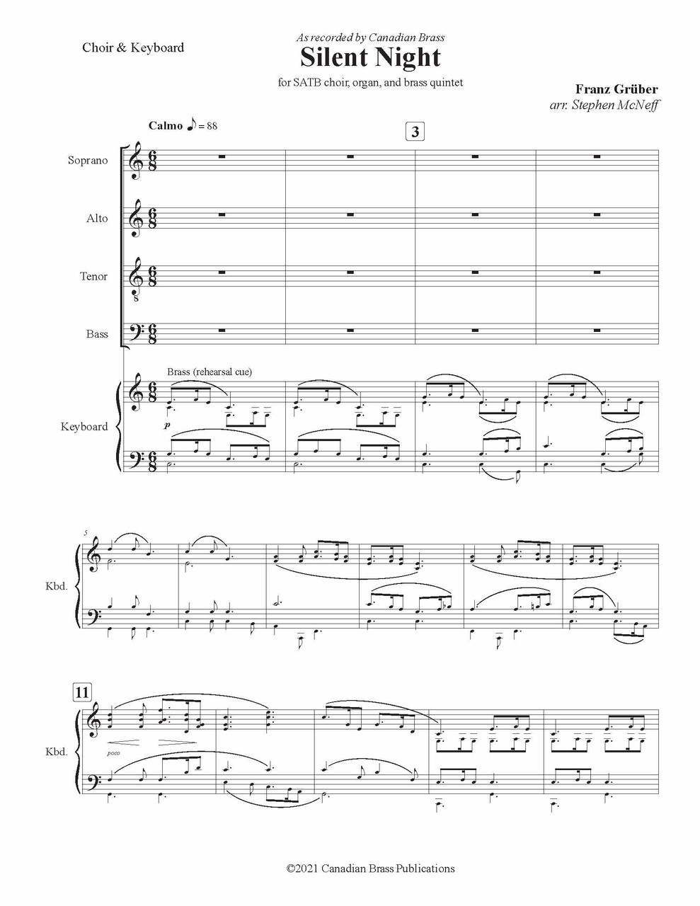 Silent Night Brass Quintet and Choir (Gruber/arr. McNeff) - Canadian ...