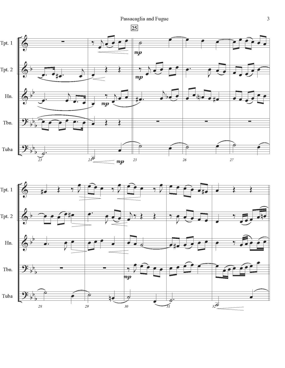 Passacaglia and Fugue in C minor for Brass Quintet