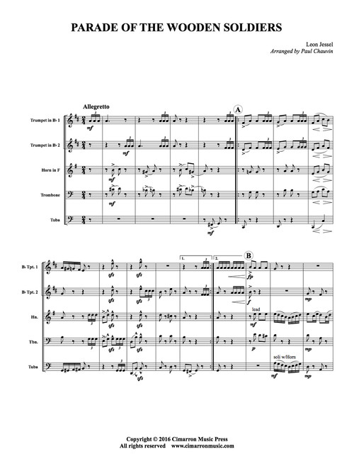 PARADE OF THE WOODEN (TIN) SOLDIERS FOR BRASS QUINTET (JESSEL/ARR. PAUL ...