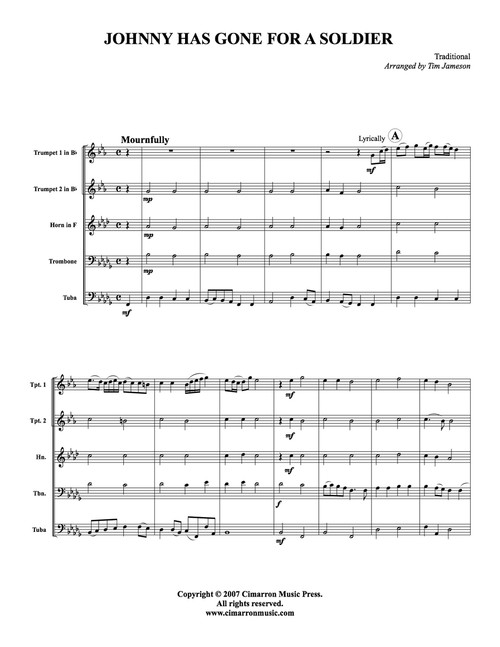 Johnny Has Gone for a Soldier Brass Quintet (Trad./Jameson) PDF ...