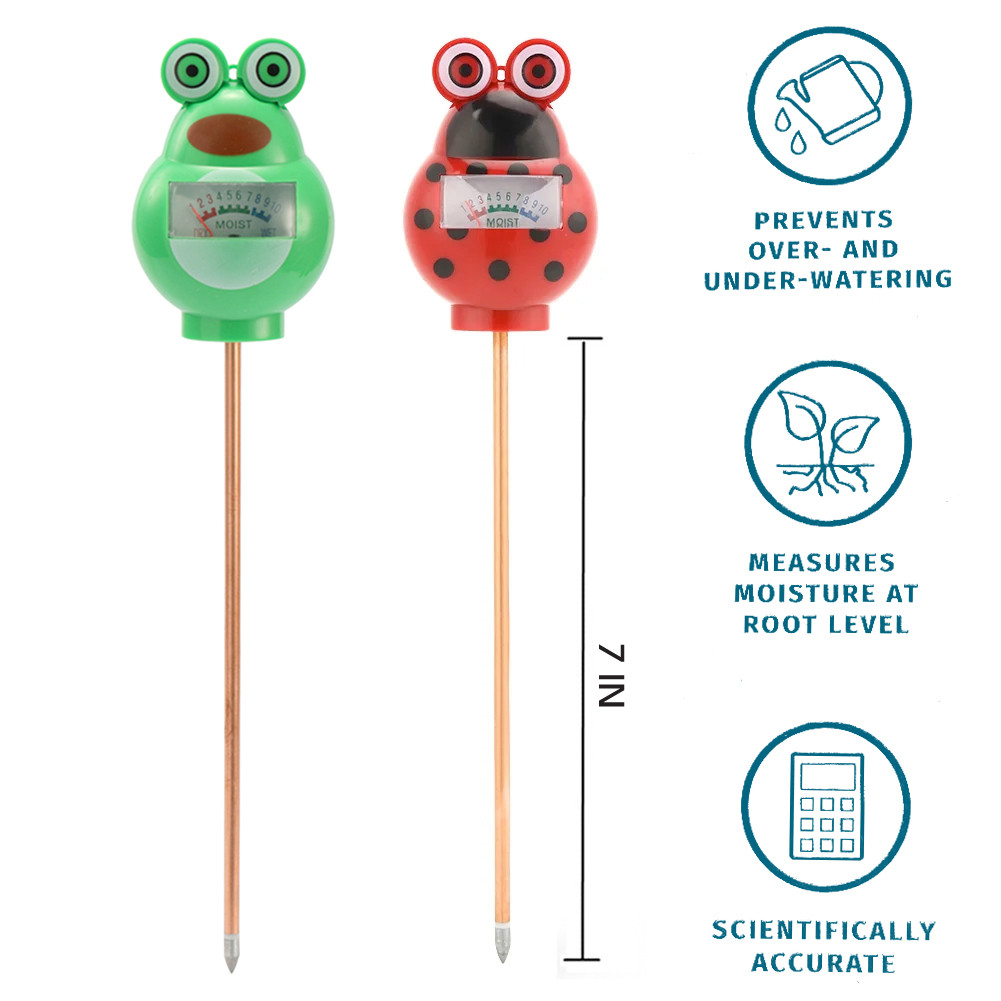Critter Indoor/Outdoor Moisture Sensor Meter, Frog Ladybug soil water ...