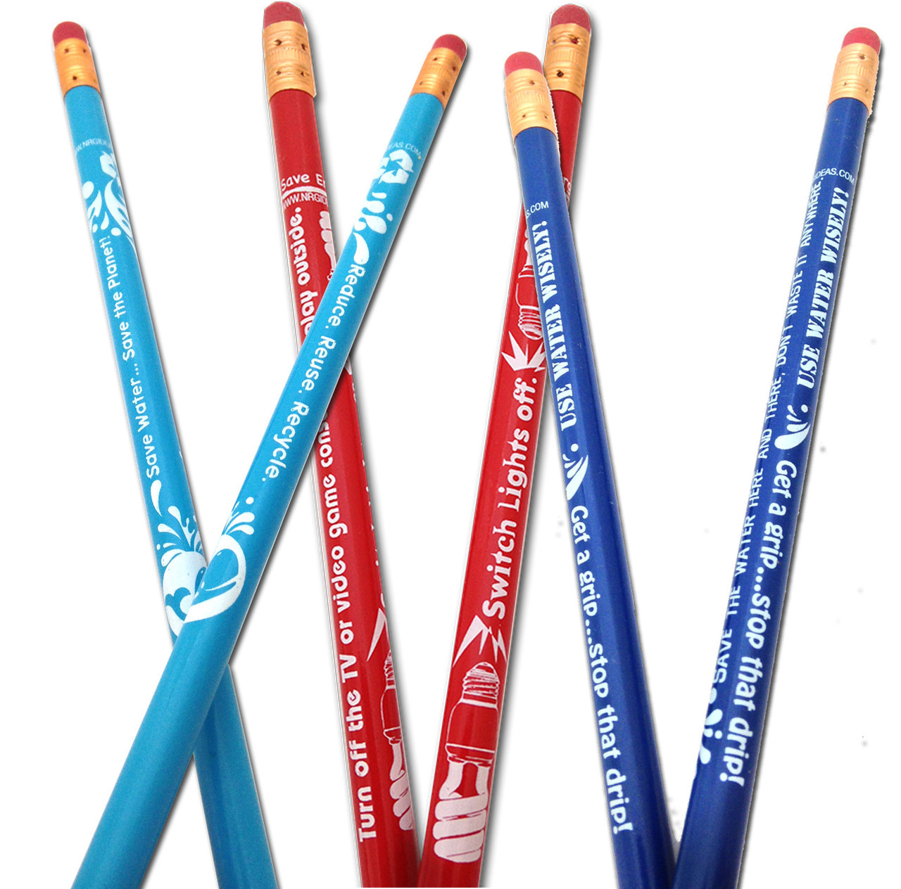 Conservation Pencil 7" Water Energy Recycle Earth Day Message Save Blue ...