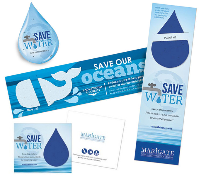Water Drop Consertvation Custom printed Seeded Bookmark with Water ...