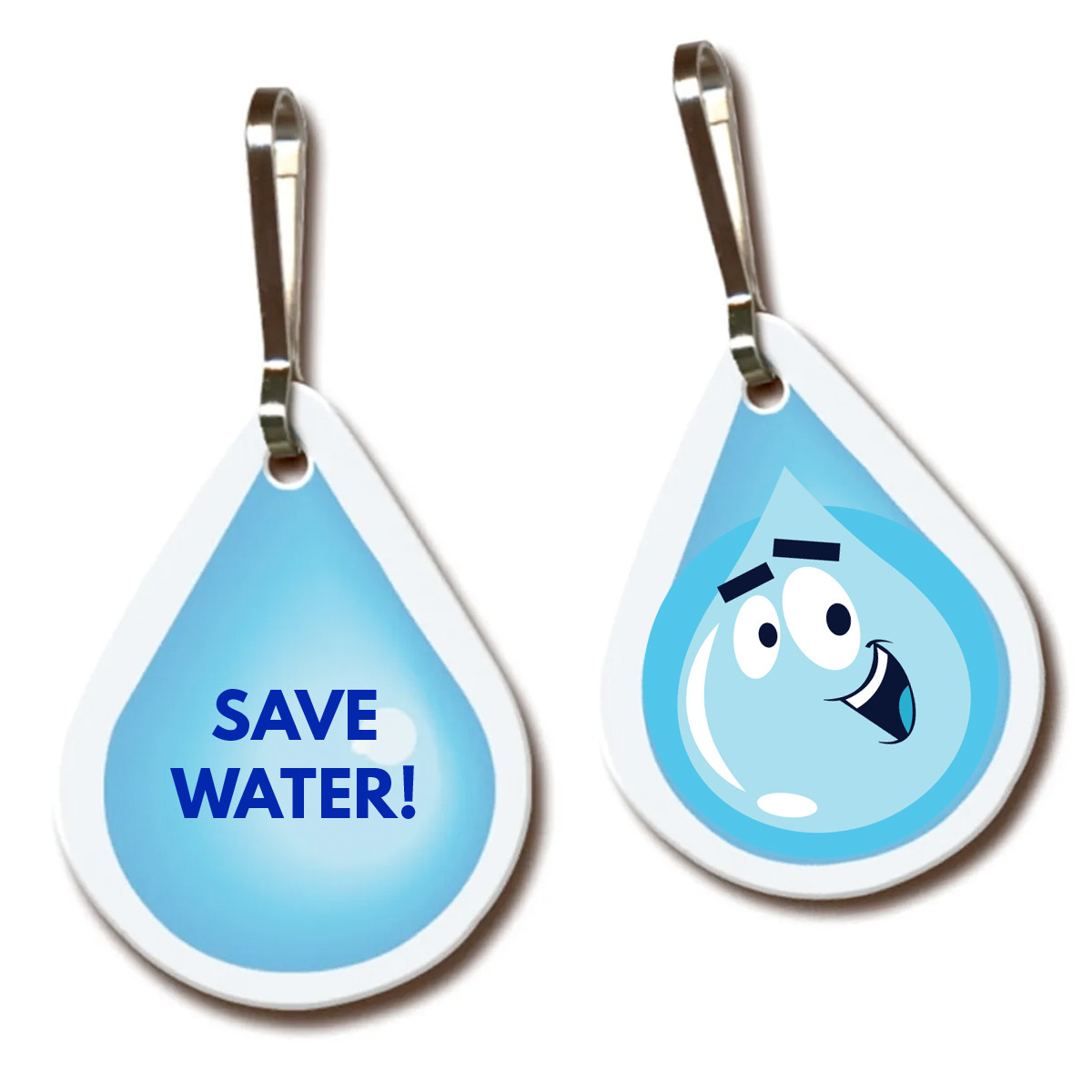 Zipper Pull Water Drop Shape Custom Printed Water SAving Message ...