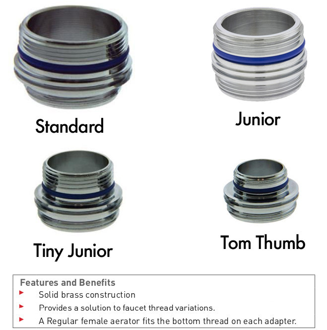 Cache Faucet to Standard Male Threads All Four Set - Four Sizes