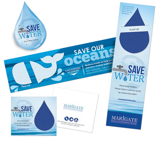 Water Drop Consertvation Custom printed Seeded Bookmark with Water ...