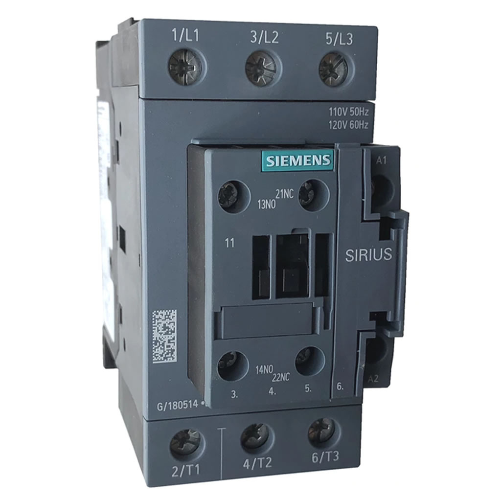 Siemens Sirius 3RT2036-1AK60 3 pole 50 AMP 120 volt AC contactor