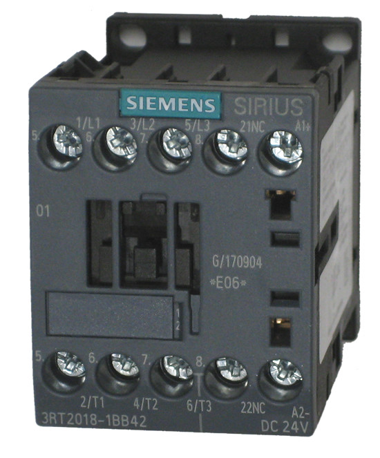 Siemens Sirius 3RT2018-1BB42 3 pole 12 AMP 24 volt DC contactor