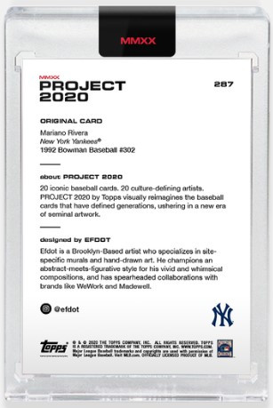 Topps PROJECT 2020 Mariano Rivera # 287 by Efdot (PRE-SALE) - Wheeler ...