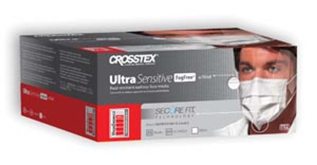 Crosstex Earloop Mask Splash Shield Fog Free Astm Level 3 White 25