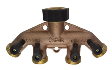 Brass 4-way garden hose manifold - DS Urban Farm DS Garden Supplies