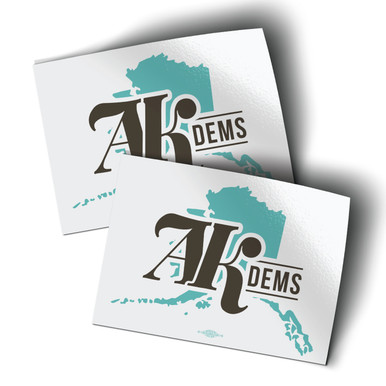 AK Dems (5.5" x 4" Vinyl Sticker -- Pack of Two!) - Alaska Democratic ...