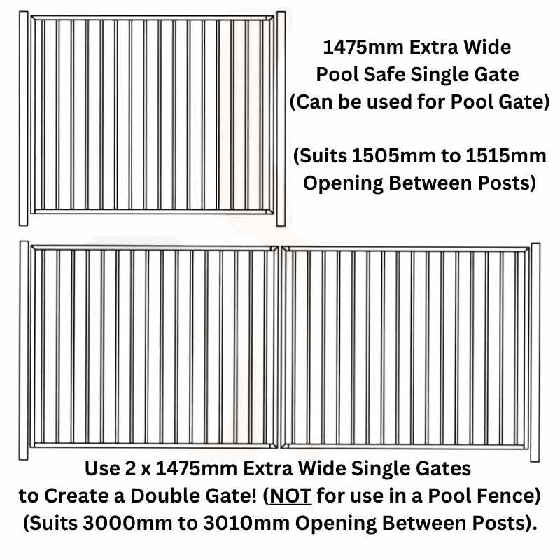 Pool Safe Extra Wide Single Gate - 1475mm wide x 1.2m high - Woodland ...