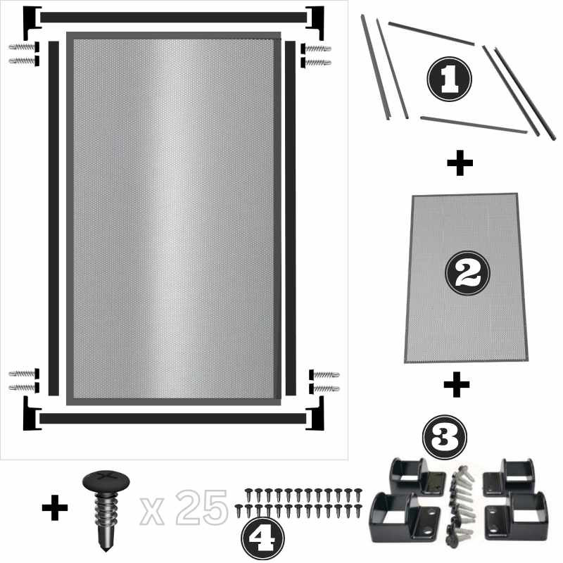 1.9m Perforated Pool Fence Kit Brackets Black