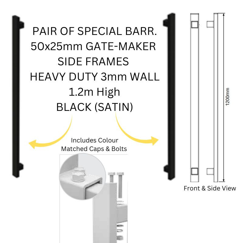 1.2m Barr Batten Gate Maker Kit Satin Black